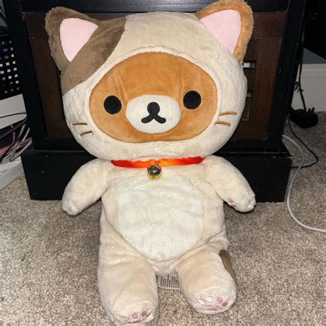 Rilakkuma Cat Plush 15” Well Loved 🧸 Flaws Shown Depop