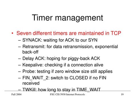 PPT TCP Connection And Timer Management PowerPoint Presentation