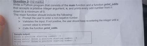 Solved Question 2 12 Marks Write A Python Program That