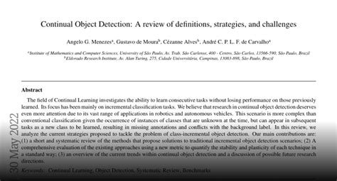 Paper Page Continual Object Detection A Review Of Definitions Strategies And Challenges