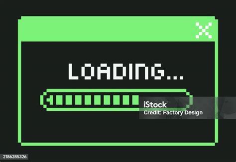 pixel art retro loading bar alert window on computer monitor vintage