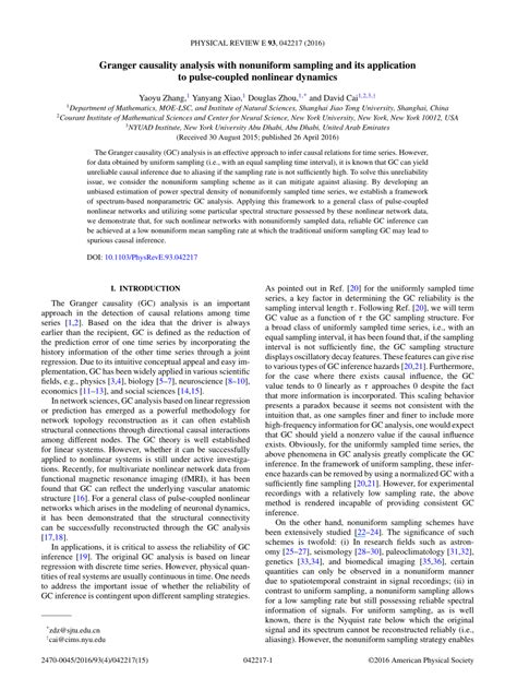 pdf granger causality analysis with nonuniform sampling and its
