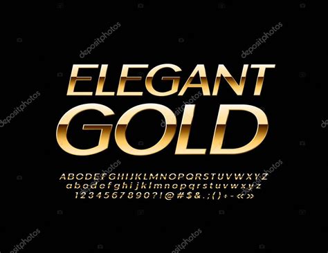 Vector Slim Elegante Fuente De Oro Letras Números Y Símbolos Del