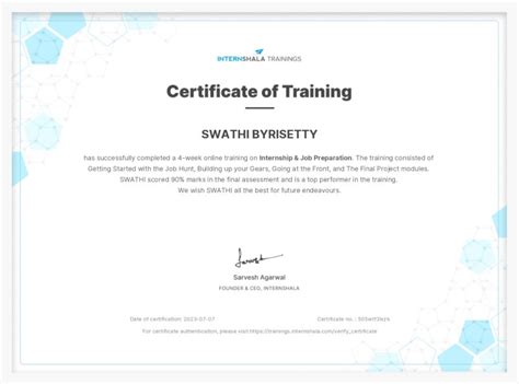 I Completed My Internship On Internshala Trainings On The Topic Web