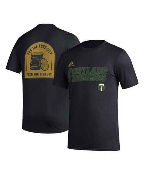 Adidas Mens Black Portland Timbers Team Jersey Hook Aeroready T Shirt