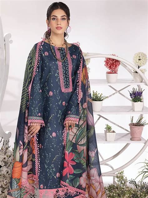Rang Rasiya Summer Breeze Unstitched Lawn Print 3pc Suit D 06 Azure