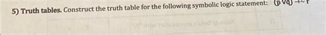 Solved Truth Tables Construct The Truth Table For The Chegg