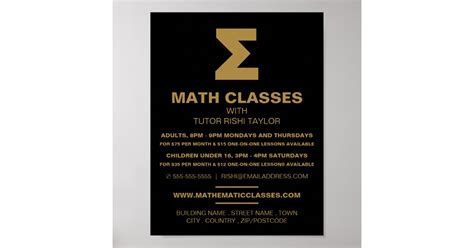 Mathematic Sigma Symbol Math Classes Advertising Poster Zazzle