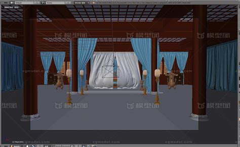 中式场景 古建模型 古代场景模型库 Blenderblend模型下载 Cg模型网