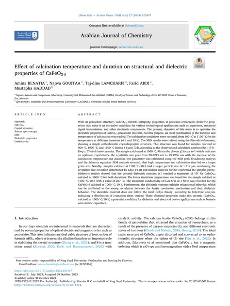 Pdf Effect Of Calcination Temperature And Duration On Structural And
