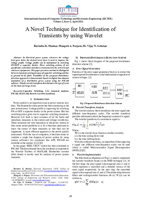 Pdf A Novel Technique For Identification Of Transients By Using Wavelet