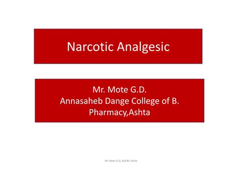 Medicinal Chemistry I Unit 5b Narcotic Analgesics Medicinal Chemistry Ppt Pptx Illegal Drugs