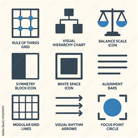 Graphic Design Principles Flat Vector Icons Of Layout And Composition