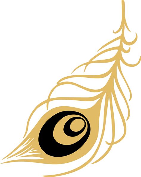 Primitive Pattern Peacock Feather Black With Gold No Background Isolated Element 21357221 Png