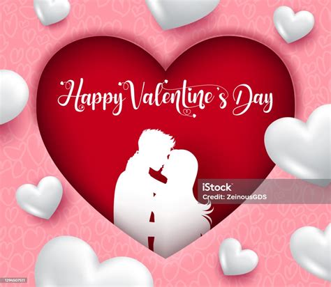 발렌타인 의 커플 벡터 배경 개념 발렌타인 데이트 디자인에 대한 하트 요소와 키스 하는 연인 종이 종이 와 해피 발렌타인 데이