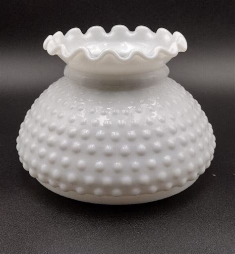 Vintage Hobnail Lamp Shade Milk Glass Ruffled 5 78 Fitter Nos