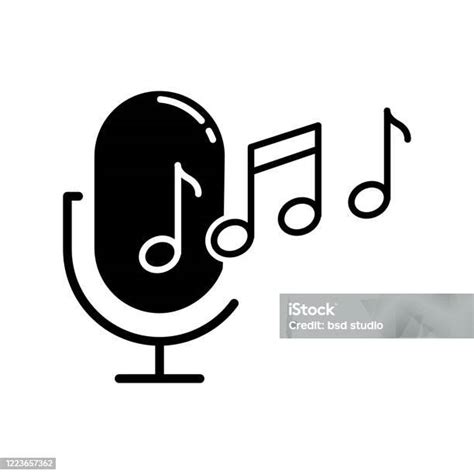 벨소리 인식 문말 아이콘입니다 멜로디 정의 응용 프로그램 사운드 녹음 마이크 및 노트 음악 장비 음성 명령 실루엣 기호입니다