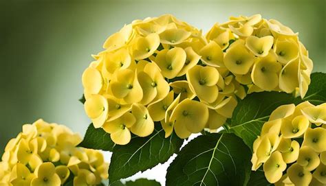 Yellow Hydrangea Cluster Premium Ai Generated Image