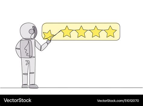 Continuous One Line Drawing Astronaut Standing Vector Image