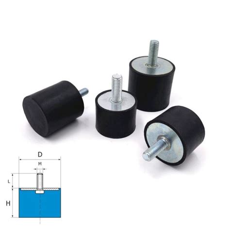 4 Buah Isolator Anti Getaran Peredam Kejut Karet Benang M6 Laki Laki