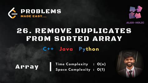 Leetcode 26 Remove Duplicates From Sorted Array Two Pointer Approach