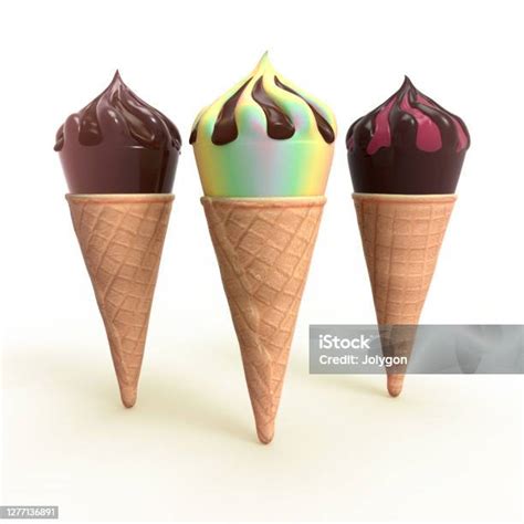 화이트 Bg에 고립 된 다양한 아이스크림 맛 3d 렌더 일러스트레이션 박하 아이스크림에 대한 스톡 사진 및 기타 이미지 박하
