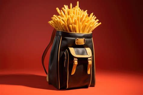 Premium Photo A Trendy Backpack With A Box Of Fries Visibly Sticking Out