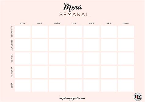 Menú Semanal De 5 Comidas En Pdf Gratis