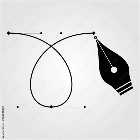 pen tool cursor and curve control points isolated on white background