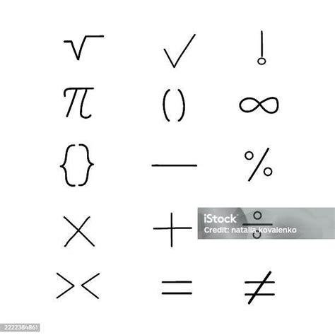 Vector Illustration Set Of Arithmetic Symbols Such As Operators Add