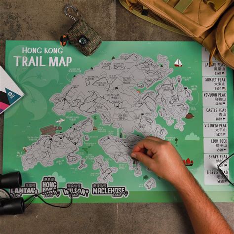 Hong Kong Hiking Scratch Map Green