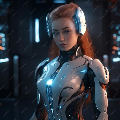 Premium Ai Image A Woman In Robot Costume With A Light On Top Generative Ai
