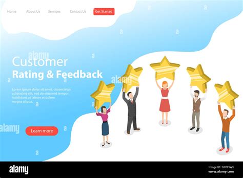 Isometric Flat Vector Landing Page Template Of Product Rating Customer