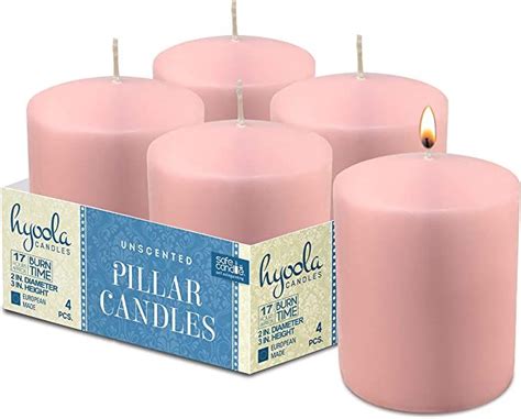 Hyoola Light Pink Pillar Candles X Inch Pack Unscented Pillar