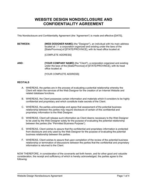 Software Development Nda Agreement Template