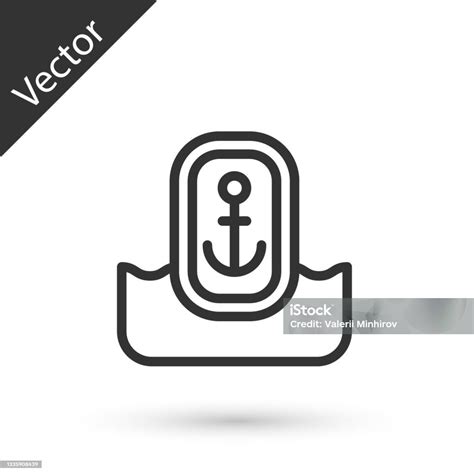 흰색 배경에 격리된 앵커 아이콘이 있는 회색 줄 맵 포인터입니다 벡터 0명에 대한 스톡 벡터 아트 및 기타 이미지 0명