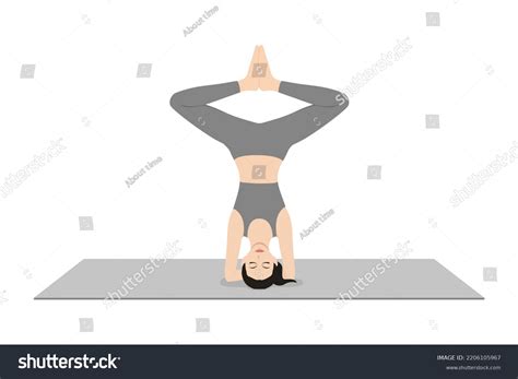 Headstand Pose Bound Angle Legs Beautiful Stock Vector Royalty Free