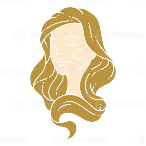 Portrait Of A Long Haired Woman With Her Eyes Closed Line Art Illustration 48300561 Png