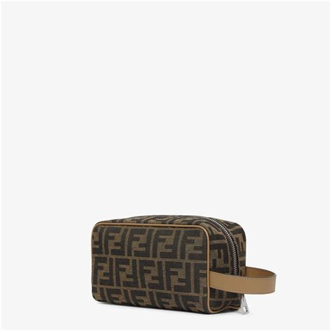 Small Ff Jacquard Toiletry Case Fabric Brown Fendi
