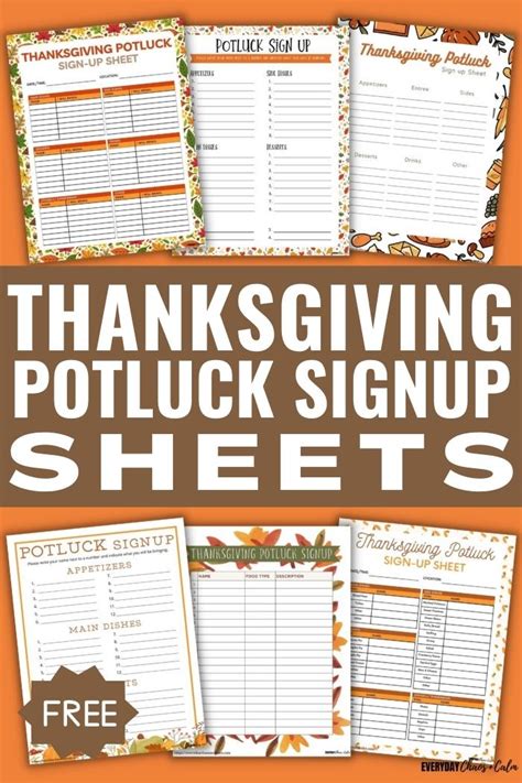 7 Free Printable Thanksgiving Potluck Sign Up Sheets