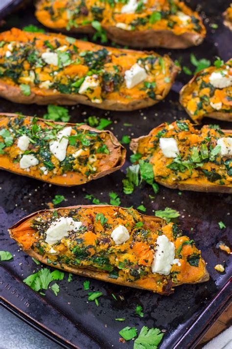 Spinach And Feta Stuffed Sweet Potatoes Spicedblog