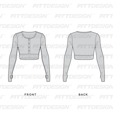 Ladies Set In Runner Sleeve Button Up Crop Top Tech Pack