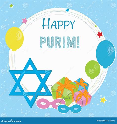 Happy Purim Greeting Card Design Stock Vector Illustration Of
