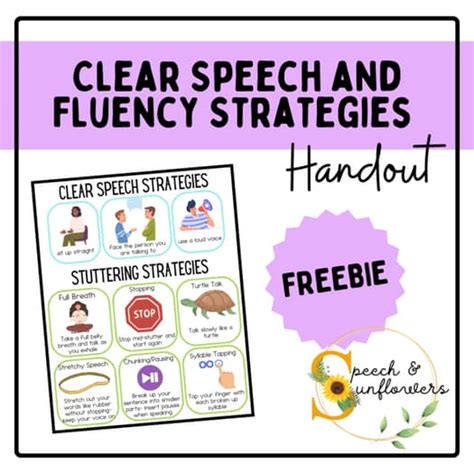 Clear Speech And Fluency Strategies Handout By Speech And Sunflowers