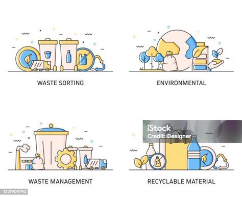 재활용 및 제로 폐기물 벡터 배너 디자인 개념 웹 사이트 프리젠 테이션 등에 대한 개요 선 아이콘 벡터 일러스트 템플릿 0명에 대한 스톡 벡터 아트 및 기타 이미지 Istock