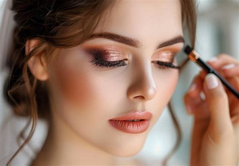 Premium Photo Photo Of Makeup Artist Doing Bridal Woman Elegant Makeup