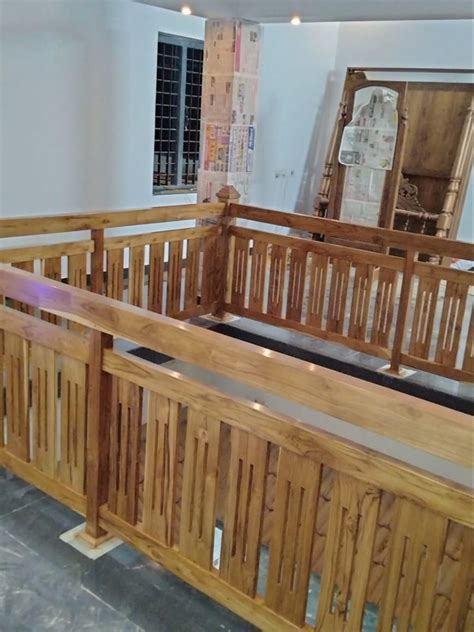 Polished Teak Wood Staircase Railings For Home At 3200 Feet In Bengaluru