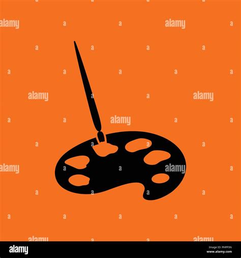 School Palette With Brush Icon Orange Background With Black Vector Illustration Stock Vector