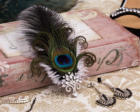 Art Deco Feather Hairpiece Peacock Feather Fascinator Etsy