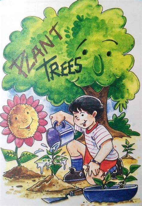 Poster Making On Plant More Treesearth Day Poster Drawing Character
